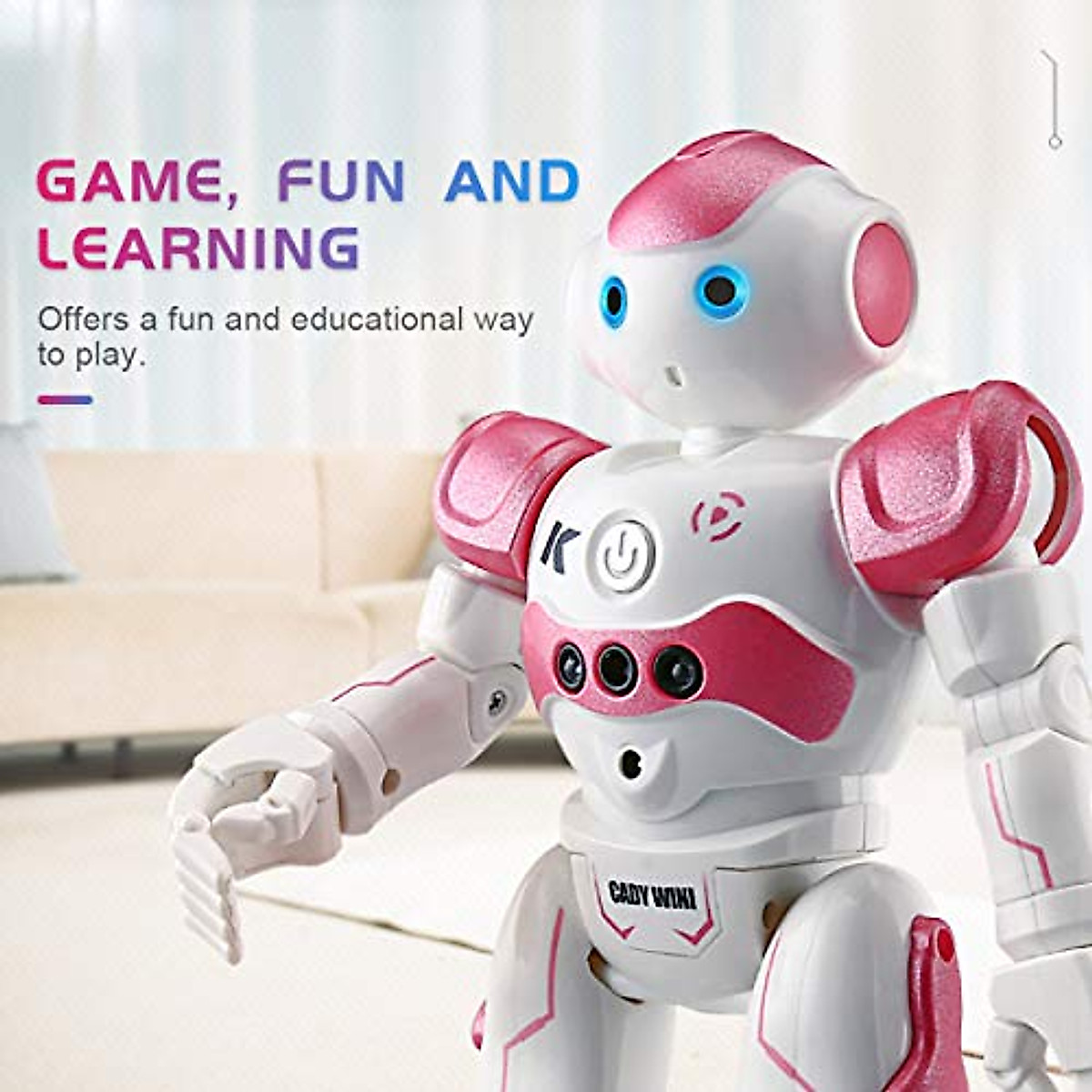WEECOC RC Robot Toys Gesture Sensing Smart Robot Toy for Girls Can Singing Dancing Speaking Christmas Birthday Gift (Pink)