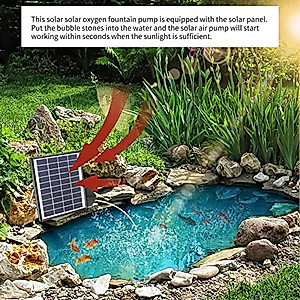 Solar Air Pump, 10V 6W Solar Oxygen Air Fountain Pump with Air Hoses and Bubble Stones, 180° Adjustable Panel, Noiseless Solar Powered Oxygenator Aerator for Fish Tank Pond Aquarium