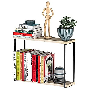 Wallniture Porto Floating Shelves for Wall Storage, 2-Tier Bookshelf Living Room Decor, Kitchen Organization, Bathroom Organizer 17" Natural Wall Shelves for Office Decor