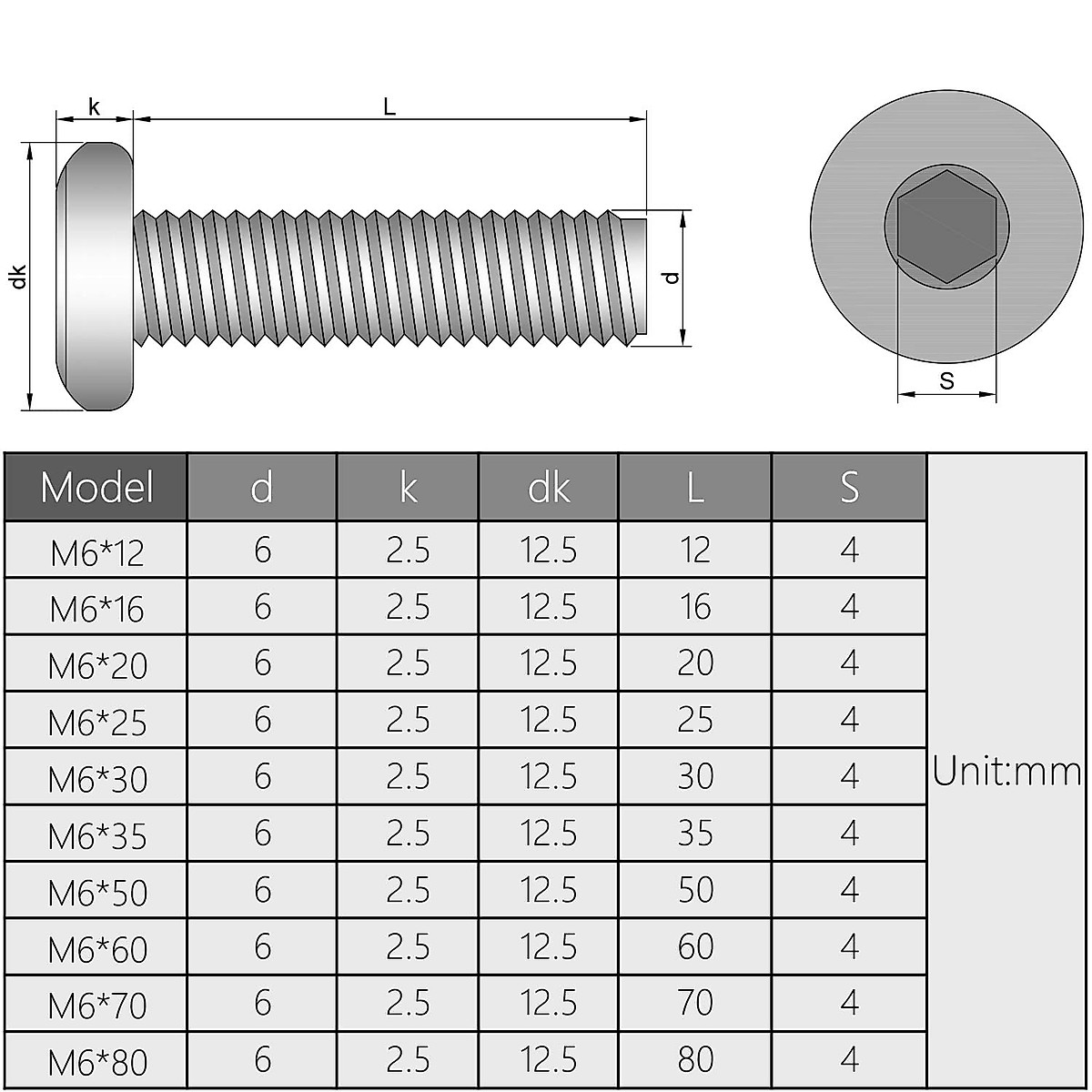 MroMax 10Pcs M6 x 80mm Flat Head Hex Socket Cap Screws Bolts, Blue Zinc Plated Carbon Steel Partial Thread Furniture Screws for Assemble Cabinets, Baby Beds, Tables and Chairs
