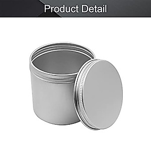 Othmro 1Pcs Round Aluminum Cans Tin Can Screw Top Metal Lid Containers 250ml/8.3 oz, 75 * 70mm (D*H) Silver Color Aluminum Containers for Lip Balm, Crafts, Cosmetic, Candles