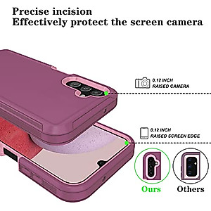 ONOLA Phone Case Compatible with Samsung Galaxy A14 5G with HD Screen Protector (2 Pack), Durable Shockproof 3-Layer Cover (WineRed Pink)