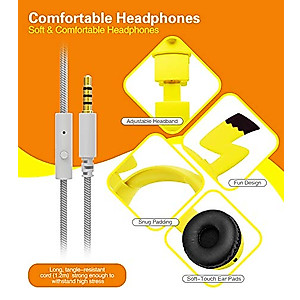 Kids Headphones with VoliBolt Ears, Mumba Wired Over-Ear Headphones with Music Sharing Function, 85dB Volume Limited Hearing Protection,Safe Food Grade Material, 3.5mm Jack (HS01) Headset for Children
