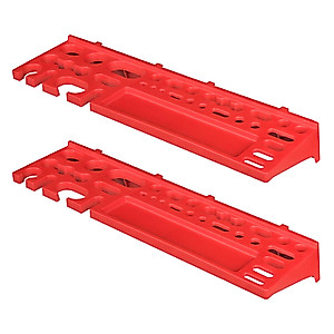 PAFEN Workshop Shelf Storage System - 1152 x 780 mm - Wall Shelf with Black Stacking Boxes, Red Tool Holder - Shed Shelf Wall Plates Extra Strong