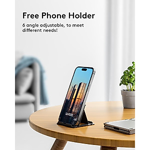 Samsers Multi-Device Foldable Bluetooth Keyboard with Touchpad Rechargeable Dual-Mode(2.4G+BTx2) Wireless Keyboard with Holder, Portable Ultra Slim Folding Keyboard for Android Windows iOS Mac OS