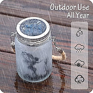 Alritz 2 Pack Solar Lantern Fairy Lights, Garden Ornament Lights - Outdoor Hanging Frosted Glass Mason Jar Lights for Tree, Table, Yard, Garden, Patio, Lawn (Rose)