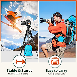 Torjim 74” Camera Tripod with Travel Bag, Extendable Cell Phone Tripod Stand with Wireless Remote and Phone Holder, Compatible with All Cameras/iPhone/Android/Sport Camera