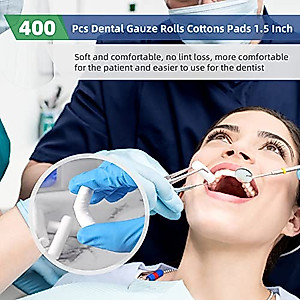 400 PCS Dental Gauze Rolls Cottons Pads, Nosebleed Kit Accessories #2 Medium 1.5" Mouth Gauze Nose Plugs for Dental Clinic, Household