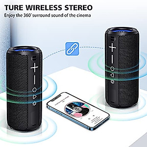 LENRUE Bluetooth Speaker, Portable Wireless Speaker, Waterproof Outdoor Speakers with Light,HiFi Stereo Sound, 24H Playtime,Gift for Men and Woman to Beach,Pool, Bike, Shower