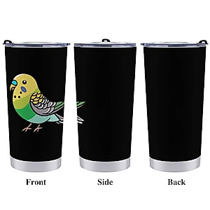Cute Budgie Bird 20 Oz Travel Coffee Mug with Lid Tumbler Drinking with Straw Brush Water Car Cup