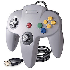 2 Pack USB Wired N64 Controller, suily Classic N64 PC Gamepad Joystick Controller for Windows PC MAC Linux Raspberry Pi 3 (Black/Gray)