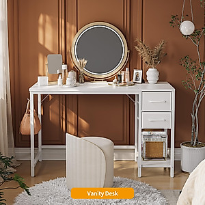 CubiCubi Computer Desk with 2 Drawers, 40 Inch Small Home Office Desk Study Writing Table, White