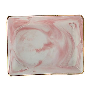 NOLITOY 1pc Marble Storage Tray Necklace Ring Holder Porcelain Jewelry Trinket Tray Necklace Display Dish Trinket Dish Perfume Tray Desk Tray Jewelry Plate Decorate Earrings Miss Ceramics