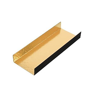 Pastry Chef's Boutique Monoportion Mini Rectangular Foldable Cardboard Cake Board Black and Gold - Pack of 200 pcs