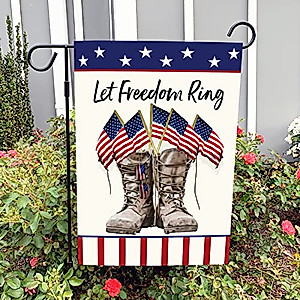 Patriotic Stripes Star Freedom American Garden Flag Welcome Garden Flag 12×18 Inch Double Sided 4th of July Independence Day Memorial Day Yard Outdoor Decor (Freedom Boot)