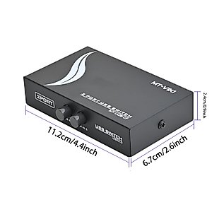 OLLGEN 2 Port USB 2.0 Sharing Manual Switch Box Hub 2 PCS Share 1 USB Device for Printer Scanner Camera Keyboard (2 Port)
