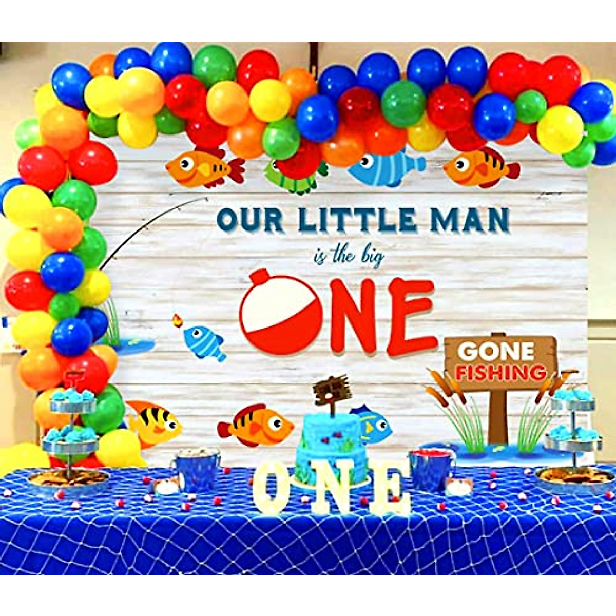 JeVenis Ofishally One Party Decoration The Big One Party Decoration Ofishally One Banner The Big One Backdrop Gone Fishing Party Decoration Little Fisherman Party Decoration