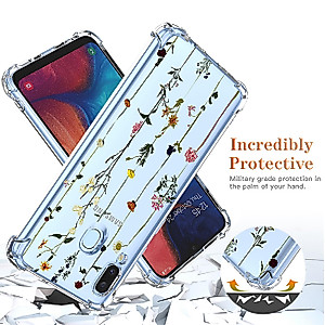 GTBDEKI Phone Case for Galaxy A40 Case,Samsung A40 SM-A405F Case with Screen Protector, Clear Case with Flower Garden Patterns Protective Phone Cover for Samsung Galaxy A40 Floral Garden