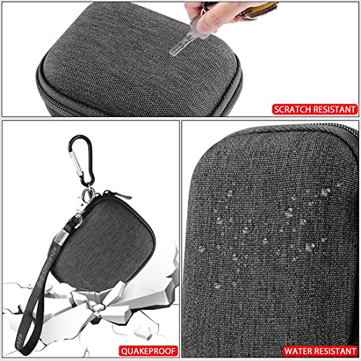 Geekria Shield Headphones Case Compatible with Echo Buds Wireless Bluetooth Earbuds Case, Replacement Hard Shell Travel Carrying Bag with Cable Storage (Grey)