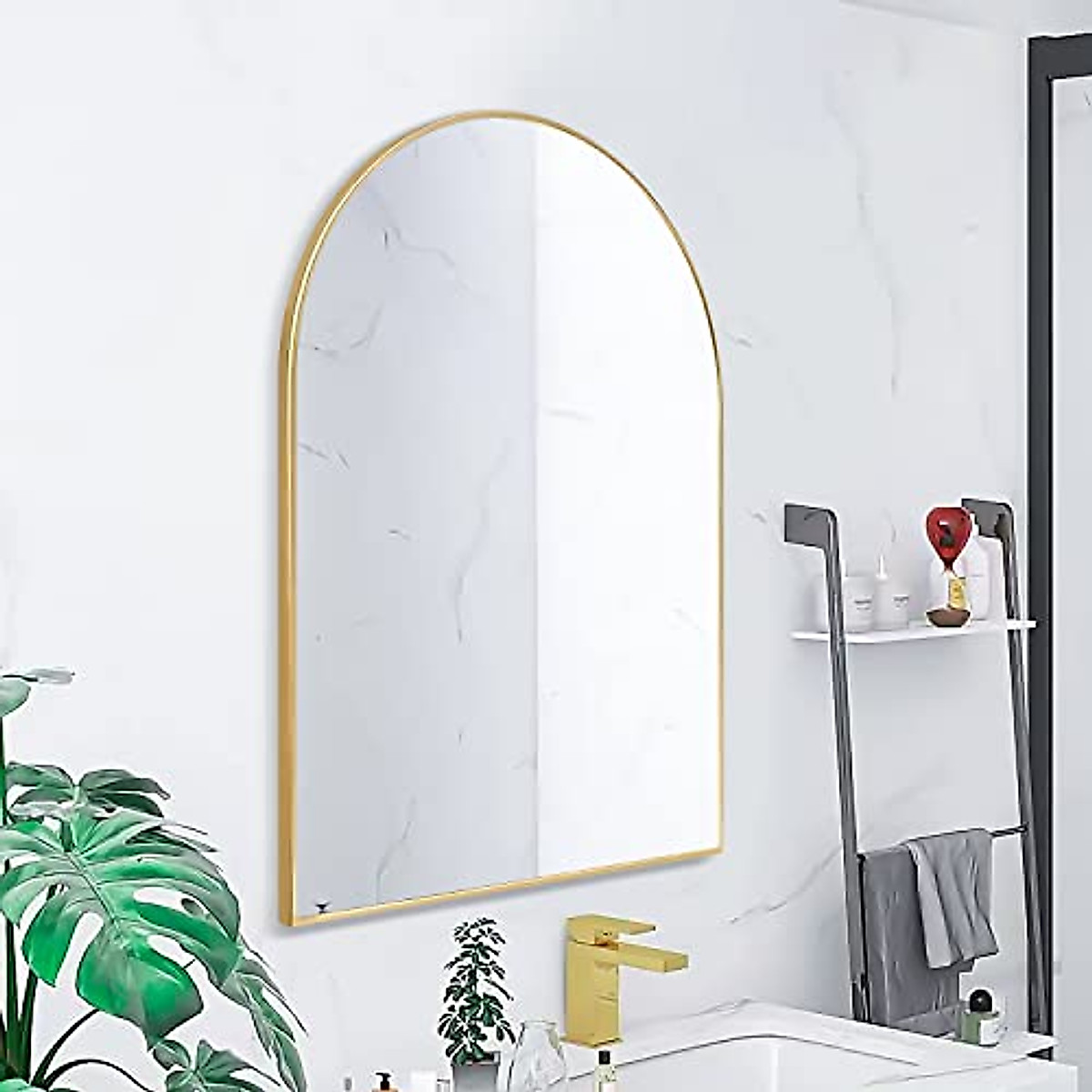 SCWF-GZ 24x36 Arch Mirror Square Wall Mounted Metal Frame Mirrors for Entryway Bedroom Bathroom Living Room 22x30 24x36 inch Black Silver - Gold
