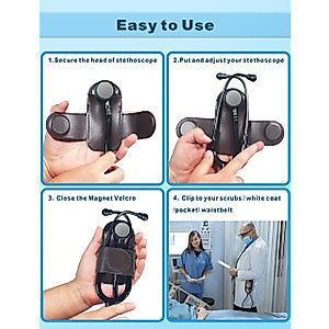 CaseLeather Stethoscope Holder, Genuine Top-Grain Leather | Strong & Durable | Magnetic Closure - Easy Access | for Doctors, Nurses, Adult, Dual Head (Brown)