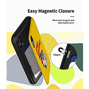 GOOSPERY for iPhone XR Wallet Case with Card Holder, Protective Dual Layer Bumper Phone Case (Noyisin Character Design-Stop Calling Me) - Yellow