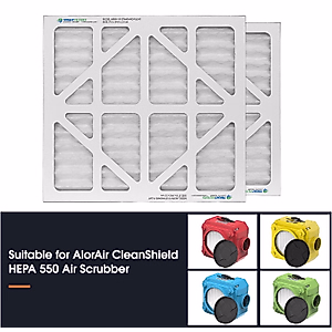 AlorAir MERV-10 Filter Replacement Set for CleanShield HEPA 550 Air Scrubber (Pack of 2)