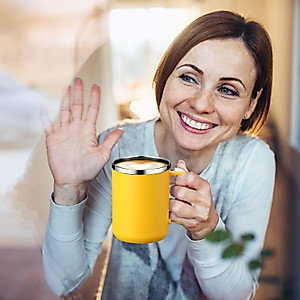 Roshtia 10 Pcs Coffee Travel Mug Vacuum Reusable Insulated Coffee Mug with Lid and Handle 17 oz Camping Insulated Cup Double Wall Stainless Steel Mug for Men Women Home Office Outdoors (Multicolor)