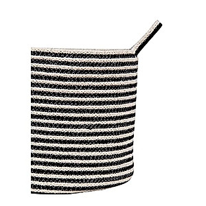 Super Area Rugs Farmhouse Plant Basket/Planter Multi Purpose Open Top Bin with Handles, Cotton Rope Basket, 8-inch, 10-inch and 12-inch Black & White