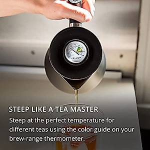 Fellow Raven Stovetop Tea Kettle - Teapot with Integrated Stainless Steel Loose Leaf Tea Infuser and Thermometer, No Whistle Kettles, Matte Black, 1 Liter