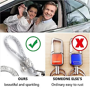 Fehlot Car Keychain for Women,Keychain Accessories With Bling Rhinestones,Car Key Chains Fashionable Glitter Key Ring (Bling key -White and Red)