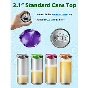 Soda Can Covers Lids, 6 Pack BPA-Free Can Cover for Soda Lid, Reusable Pop Can Lid Beer Can Covers, Silicone Soda Can Lids for Carbonated Beer Juice Beverages Energy Drinks, Fits Standard Soda Cans