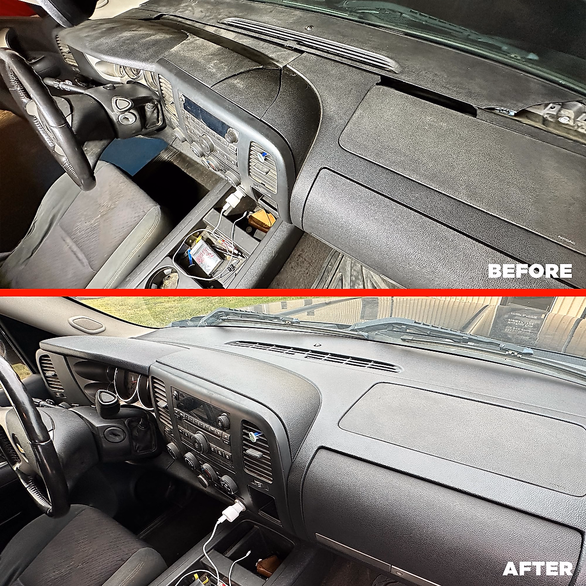 DashSkin One Piece Molded Dash Cover Cap Compatible with 2007-2013 Silverado/Sierra w/Dual Glovebox Dashboards in Ebony/Black - Easy Cracked Dashboard Fix