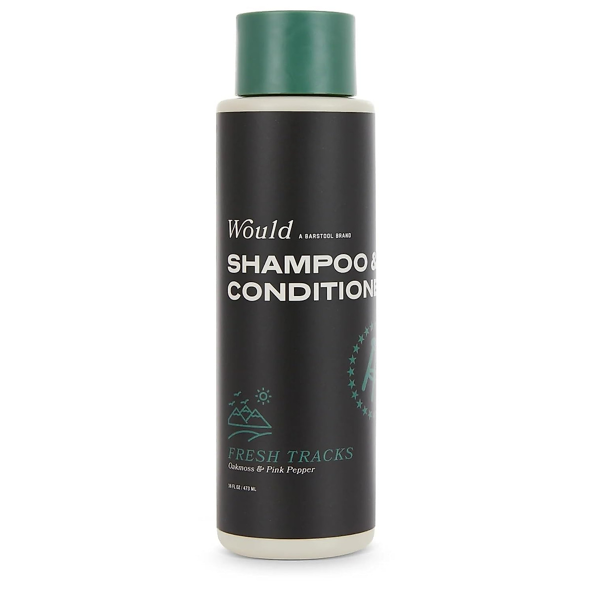 WOULD Men's 2-in-1 Shampoo & Conditioner - 16 Oz, Dual Action, Oakmoss & Pink Pepper Scent