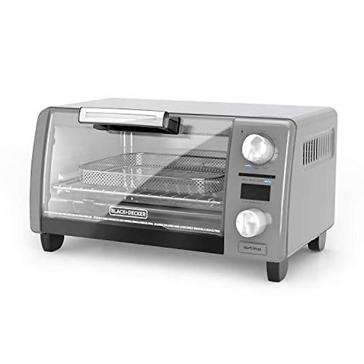 Black+Decker TOD1775G Crisp N Bake Air Fry Digital Toaster Oven, 9" Pizza or 4 Slices of Bread, Gray