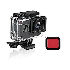 FINEST+ Waterproof Housing Shell for GoPro HERO7/2018/6/5 Black Diving Protective Housing Case 45m with Red Filter, Bracket Accessories for Go Pro Hero7/2018/6/5 Action Camera