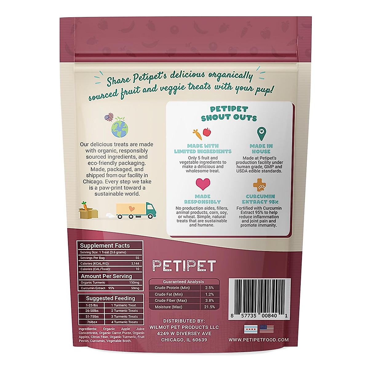 PETIPET Turmeric + Curcumin - Natural, Human-Grade Allergy Relief Chews, Hip and Joint Supplement, and Anti-Inflammatory for Dogs