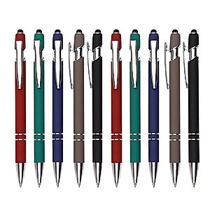 Stylus Pens - Black Ink 2 in 1 Capacitive Stylus- Compatible with Most Touch Screen Devices-A Variety of Color Pen Holders (10-Pack)