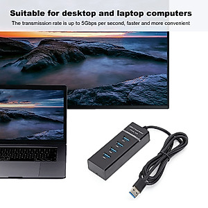 1 to 4 USB 3.0 Hub Male To Female USB Extender Adapter Cable Splitter,3.94ft Slim & Portableusb 3.0 Hub,Suitable For Desktops and PC