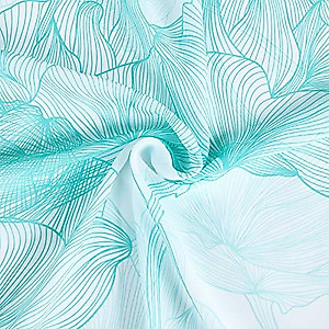 Treatmentex White Blue Print Sheer Window Curtains for Living Room Bedroom Floral Botanical 96 inches Long Soft Chiffon Drapes for Summer Semi Sheer Curtains 2 Panels Rod Pocket Aqua