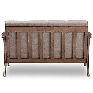 Baxton Studio Bianca Tufted Loveseat in Light Gray and Walnut Brown