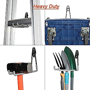 PHUNAYA Garage Wall Hooks,Add Steel Reinforced Piece,Double Heavy Duty Storage Hangers for Organizing Ladder,Bike,Hoses,Garden Tool.(4 Set*7.5")