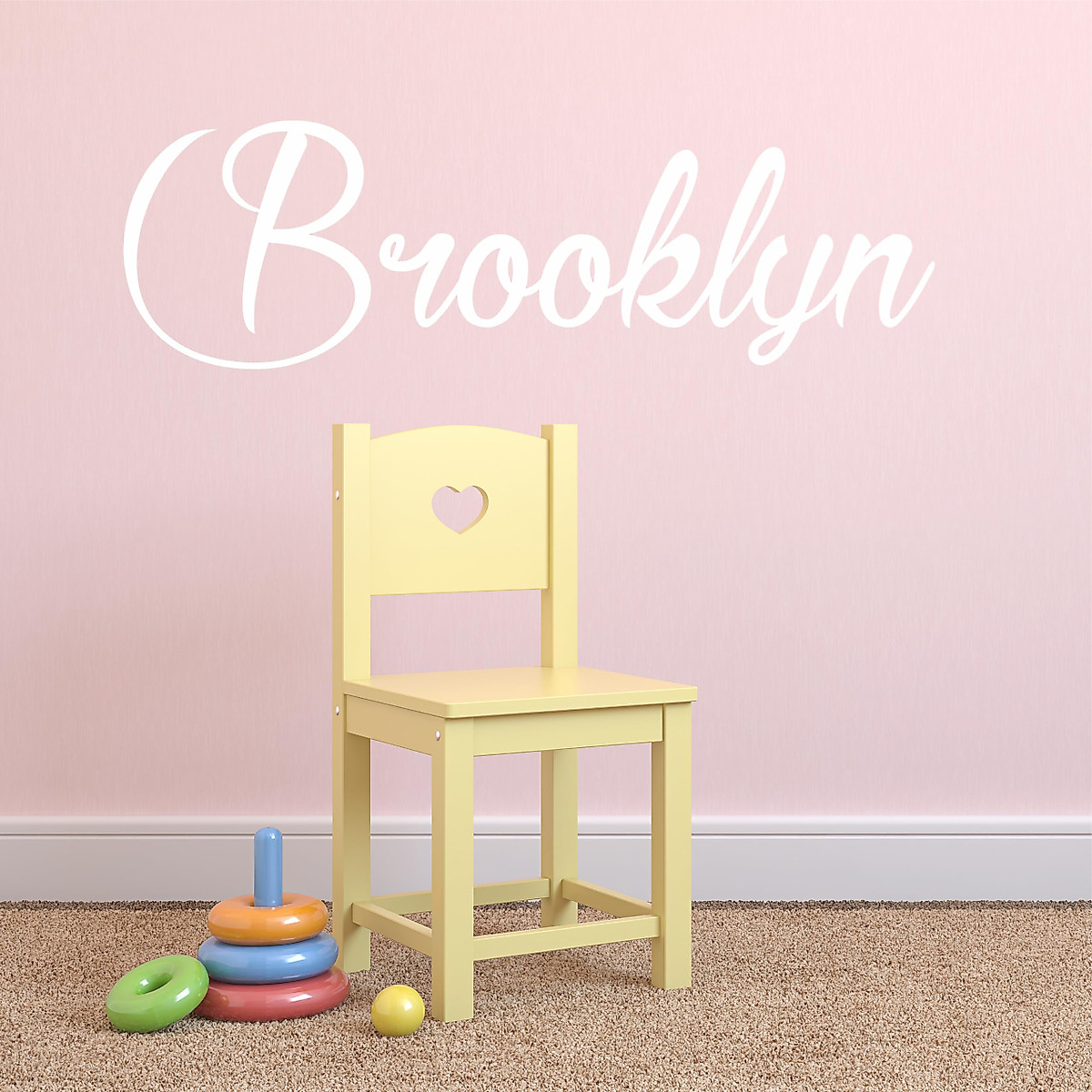 Fancy Cursive Single Personalized Custom Name Vinyl Wall Art Decal Sticker 36" W, Girl Name Decal, Girls Name, Nursery Name, Girls Name Decor, Girls Bedroom Decor, PLUS FREE 12" WHITE HELLO DOOR DECAL