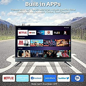 SYLVOX Smart RV TV, 32" 12/24V TV for RV Camper 1080P Full HD DC/AC Powered Television, Integrated ATSC Tuner, Support WiFi Bluetooth, Built-in APPs, Smart TV for Home Car Campervan Truck Boat