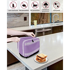Toaster Dust Cover for Kitchen 2 Slice, Farmhouse Purple White Stripe Bread Maker Covers Toasters for Fingerprint Protector Washable Small Appliance Covers Accessories (12x7.5x8in)