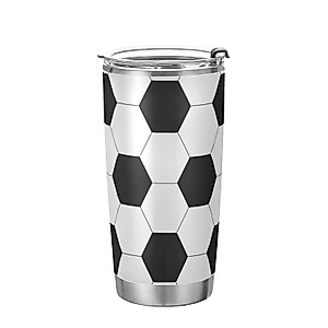 Yasala Tumbler Soccer Print Insulated Coffee Cup Beverage Container Travel Mug with Straw and Lid Double Wall Stainless Steel 20oz Holiday Gift