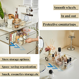 Attelite RollOut Refrigerator Drawer Organizer and Storage Clear Design with Dividers, Fridge Organizer on Wheels, Upgrade Thick Plastic Pantry Storage Bins, Kitchen Organization 2 Set