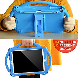TopEsct Kids Case for iPad Air 2, Shockproof Silicone Handle Stand Case Cover&(Tempered Glass Screen Protector) for iPad Air and iPad Pro 9.7 (Blue)