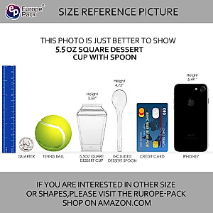 5.5oz Dessert Cups with Lids and Spoons,Plastic Clear Square Dessert Bowls Disposable Reusable Parfait Appetizer Cup-Set of 24