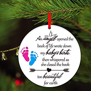 FaCraft Baby Christmas in Heaven Ornament,3" Memorial Ornaments for Loss of Loved One Kids,Footprint Baby's Angel Birth Christmas in Heaven,in Loving Memory of Baby Angel Ornament